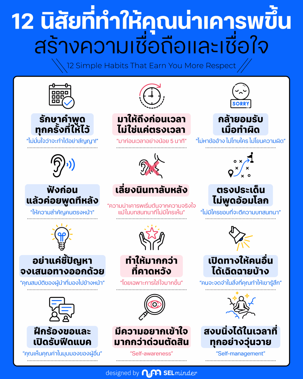 12 นิสัยที่ทำให้คุณน่าเคารพขึ้น - SELminder